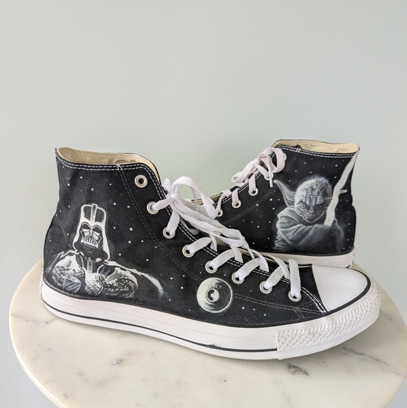 Converse | Shoes | Converse Mens Fan Art Star Wars Yodadarth Vader Hi ...